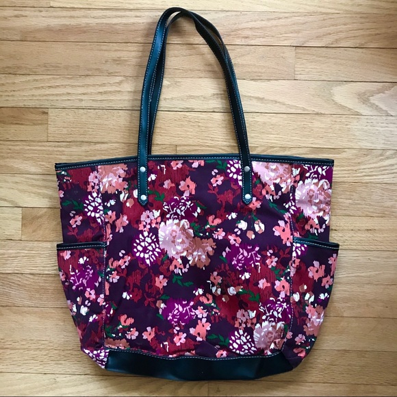 Merona | Bags | Merona Large Floral Tote Purse Bag Fall Style | Poshmark